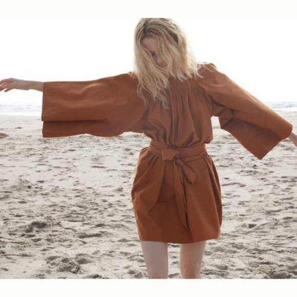 Doen | Dresses | Doen Calder Mini Dress In Fawn Xs Cotton Wide Sleeves ...